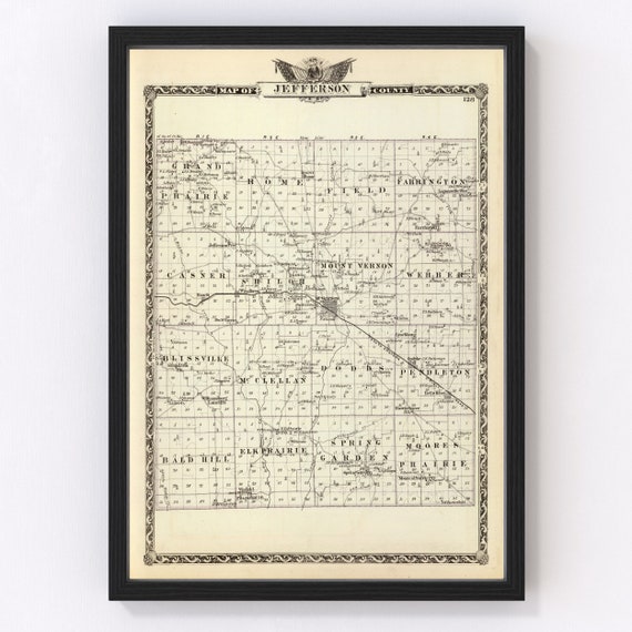 Jefferson County IL Map 1876 Old Map of Mount Vernon - Etsy