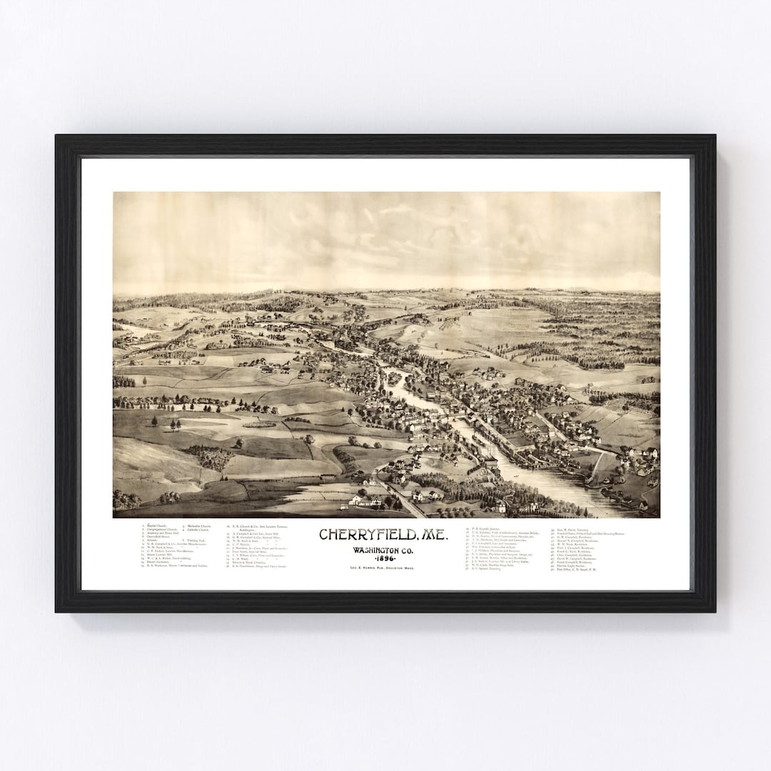 Cherryfield Map 1896 Old Map of Cherryfield Maine Art Vintage Print ...