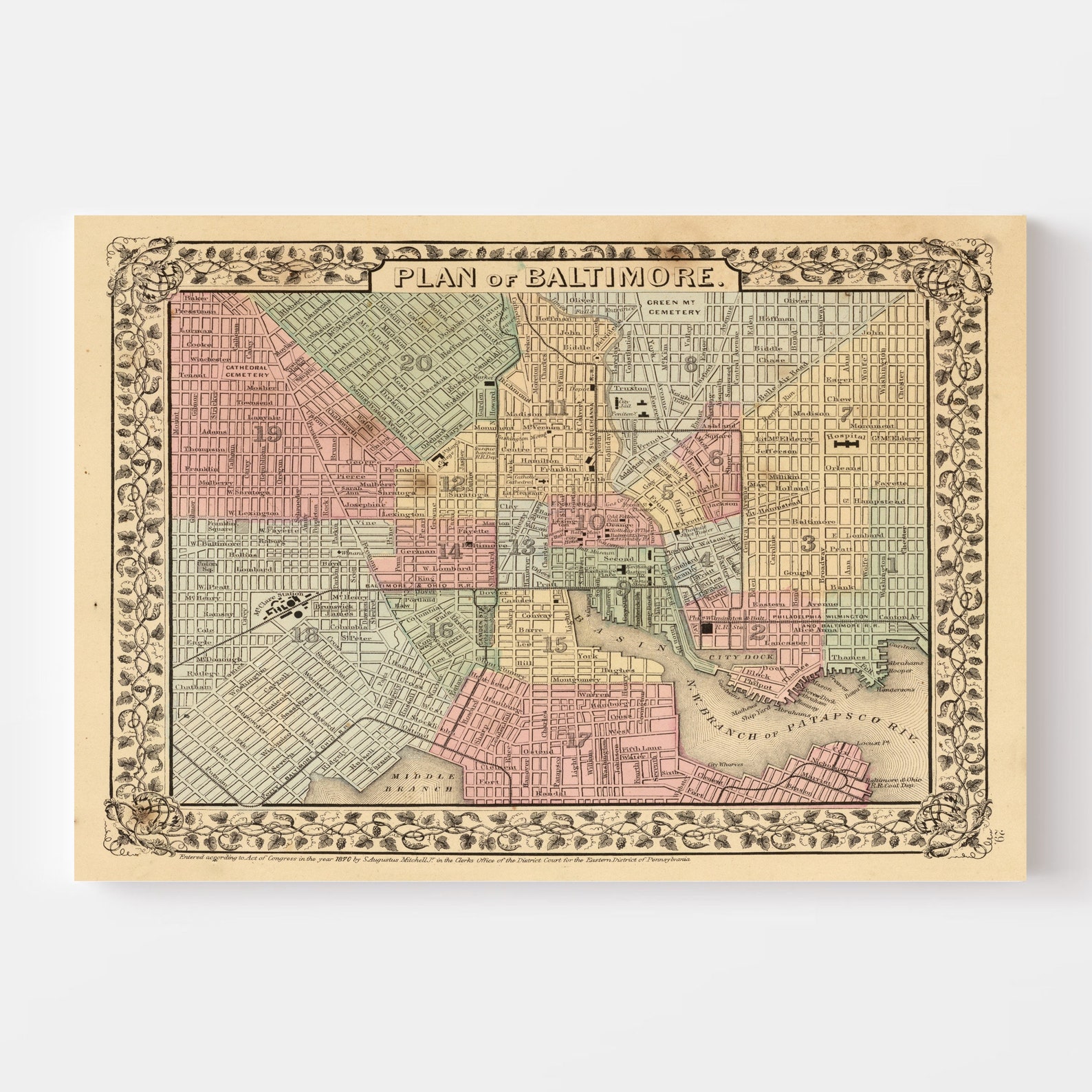 Baltimore Map 1870 Old Map of Baltimore Maryland Art Vintage - Etsy