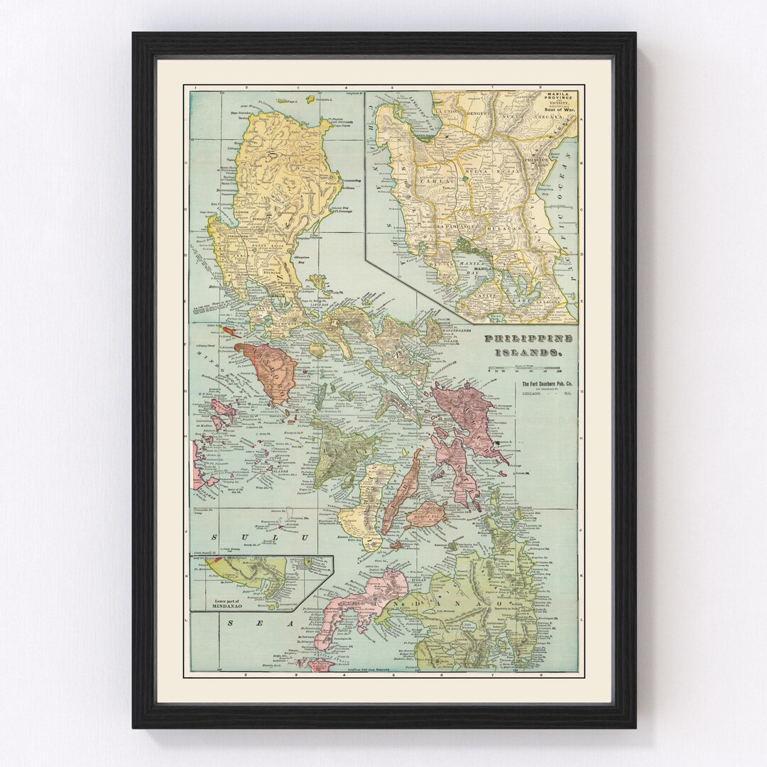 Philippines Map 1899, Vintage Philippines Map, Old Philippines Art ...