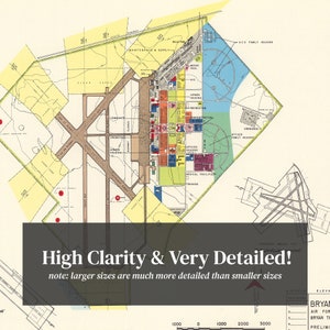 Bryan Air Force Base Map 1951 Old Map of Bryan Air Force Base Art ...