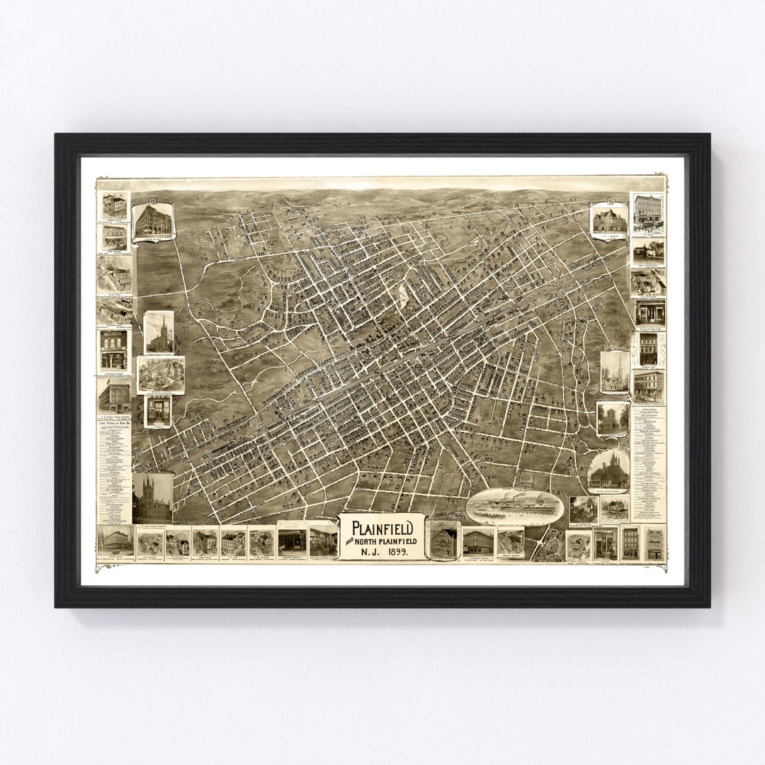 Plainfield Map 1899 Old Map of Plainfield New Jersey Art Vintage Print ...