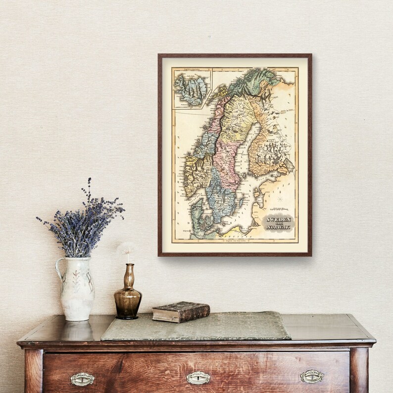 Norway & Sweden Map 1823 - Old Map of Norway and Sweden Art Print ...