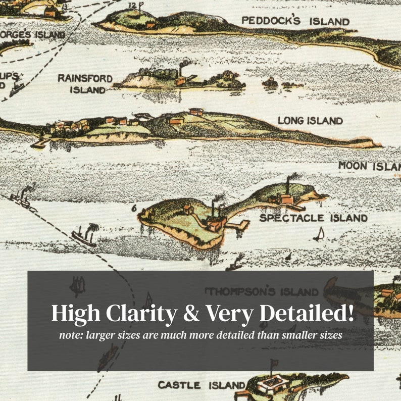 Boston Harbor Map 1920 Old Map of Boston Harbor - Etsy