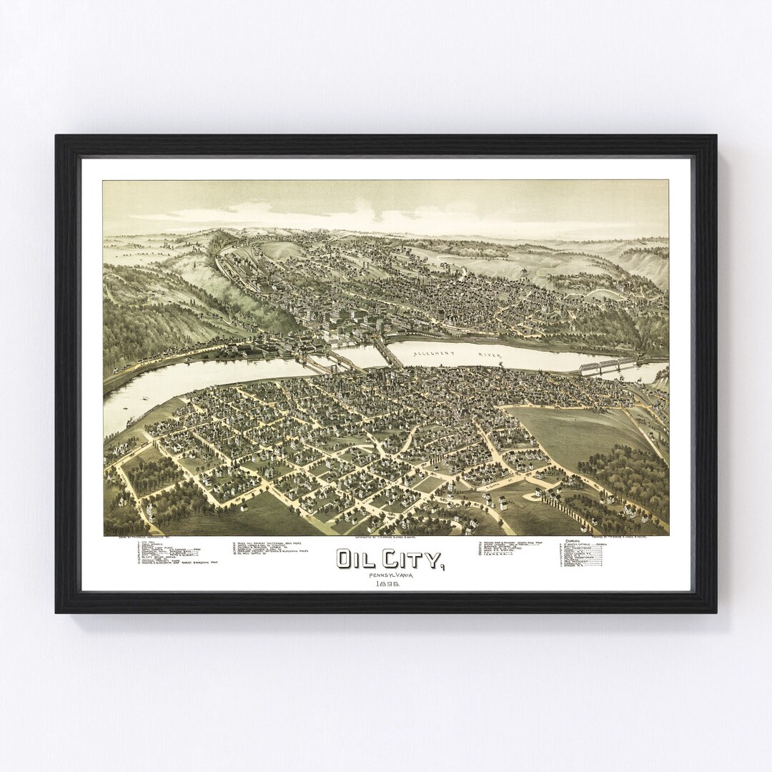 Oil City Map 1896 - Old Map of Oil City Pennsylvania Art Vintage Print ...