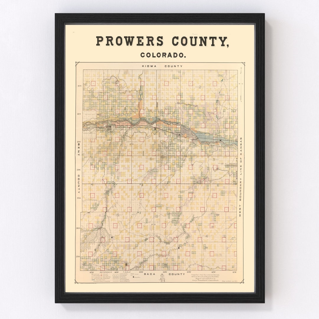 Prowers County Colorado Map 1889 Old Map of Prowers County Colorado Art ...