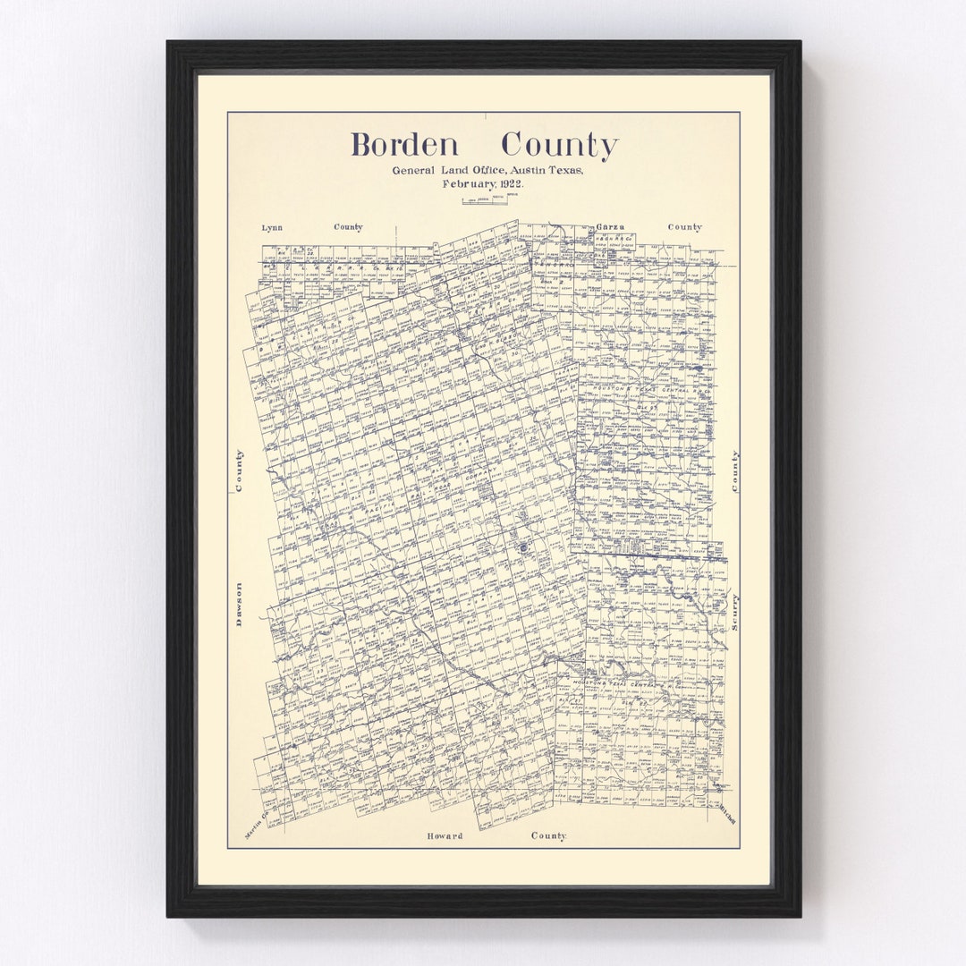 Borden County Map 1922, Vintage Borden County Map, Old Borden County ...