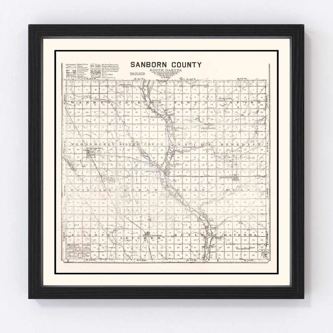 Sanborn County Map 1900, Vintage Sanborn County Map, Old Sanborn County ...