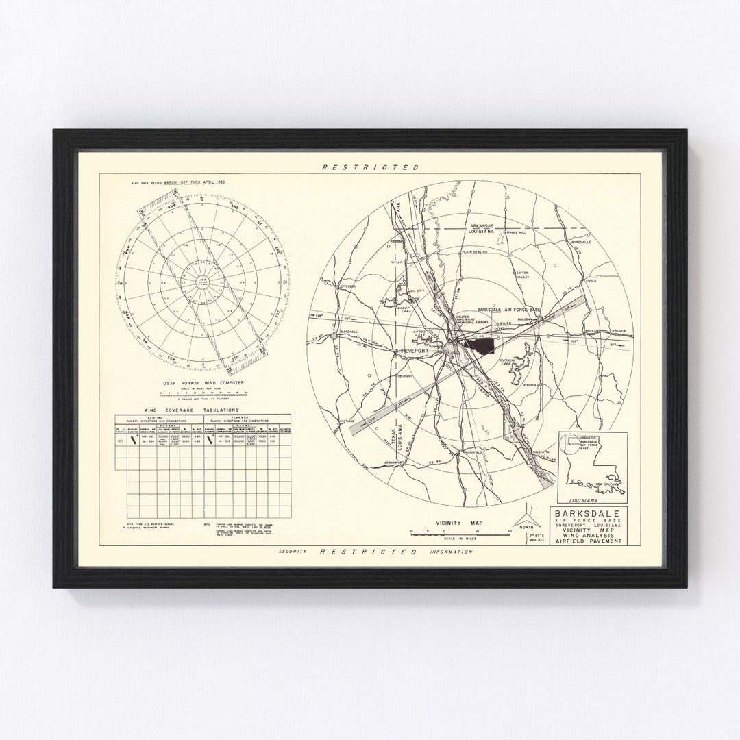 Biggs Air Force Base Vicinity Map 1951, Vintage Biggs Air Force Base ...
