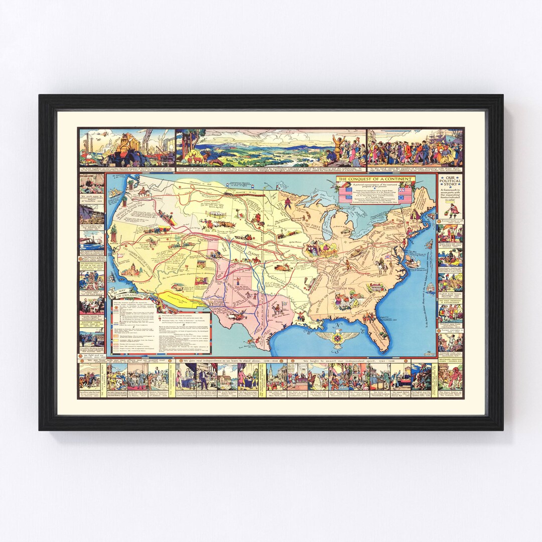 United States Map 1933, Vintage United States Map, Old United States ...