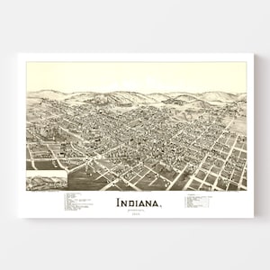 Indiana Map 1900 Old Map of Indiana Pennsylvania Art Vintage Print ...