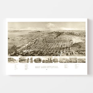 Salt Lake City Map 1891 - Old Map of Salt Lake City Utah Art Vintage ...