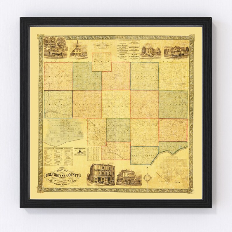 Columbiana County Ohio Map 1860 Old Map of Columbiana County - Etsy