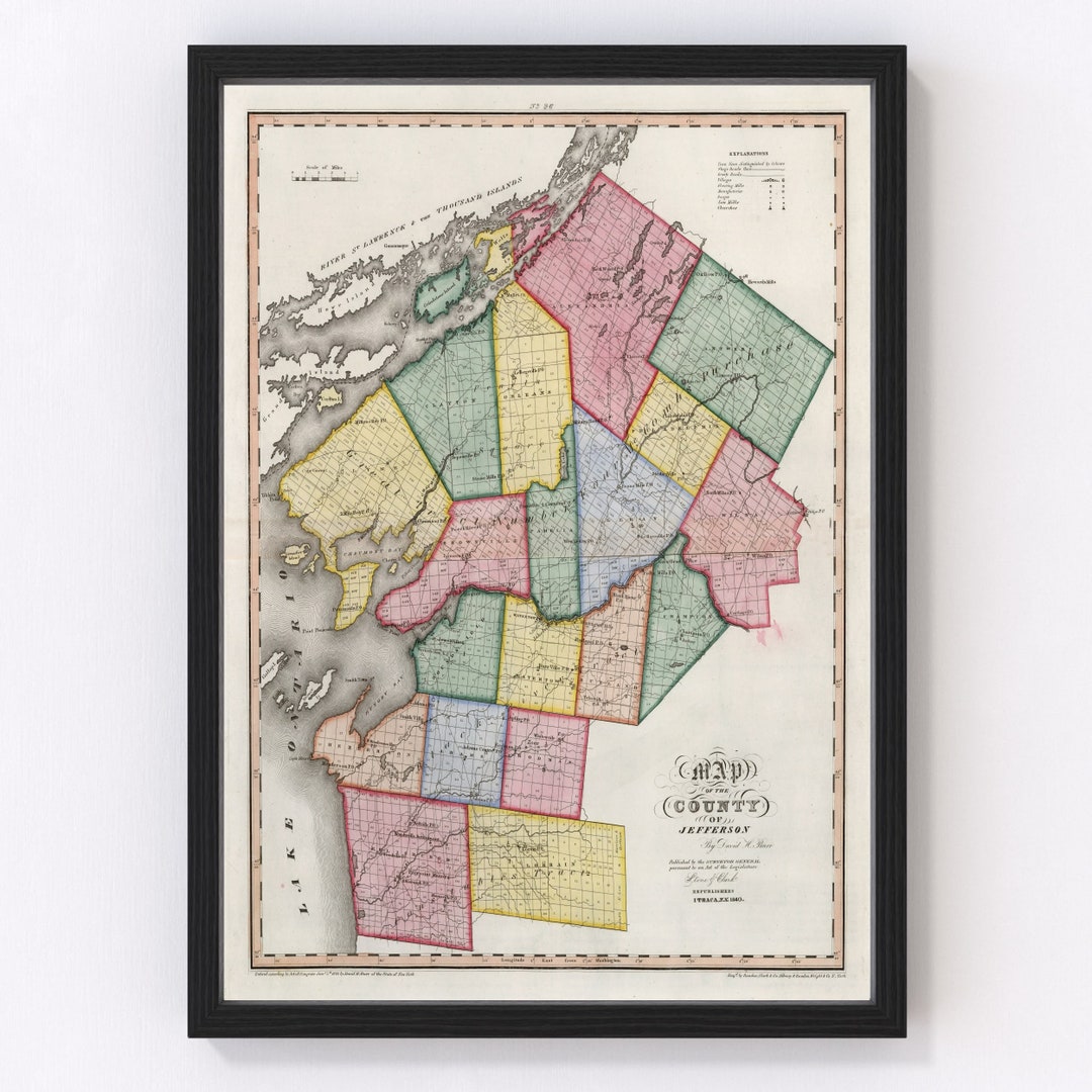 Jefferson County Map 1840, Vintage Jefferson County Map, Old Jefferson ...