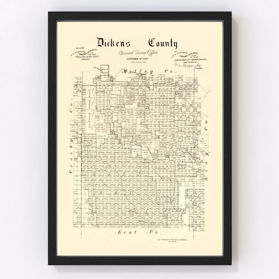 Dickens County Texas Map 1891 Old Map of Dickens County - Etsy