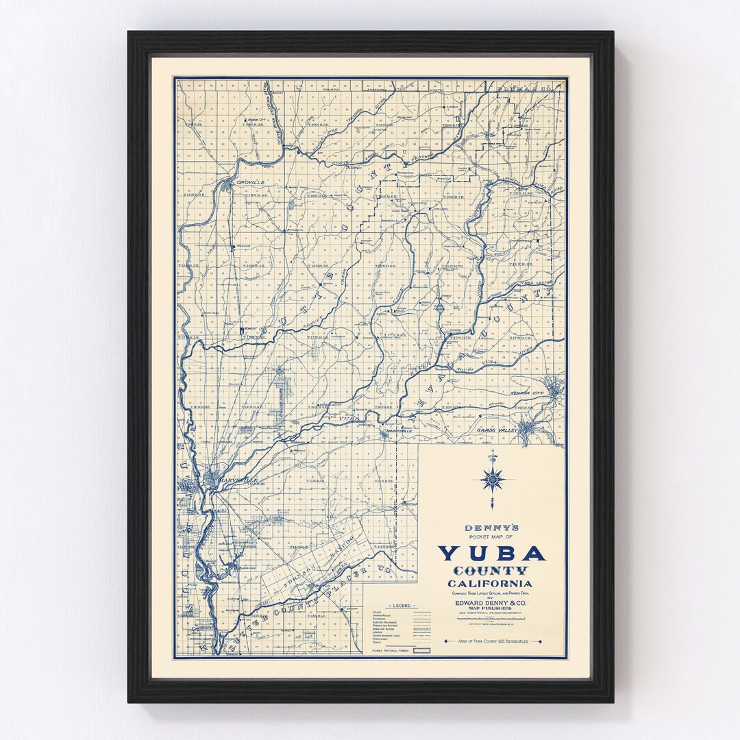 Yuba County Map 1913, Vintage Yuba County Map, Old Yuba County ...