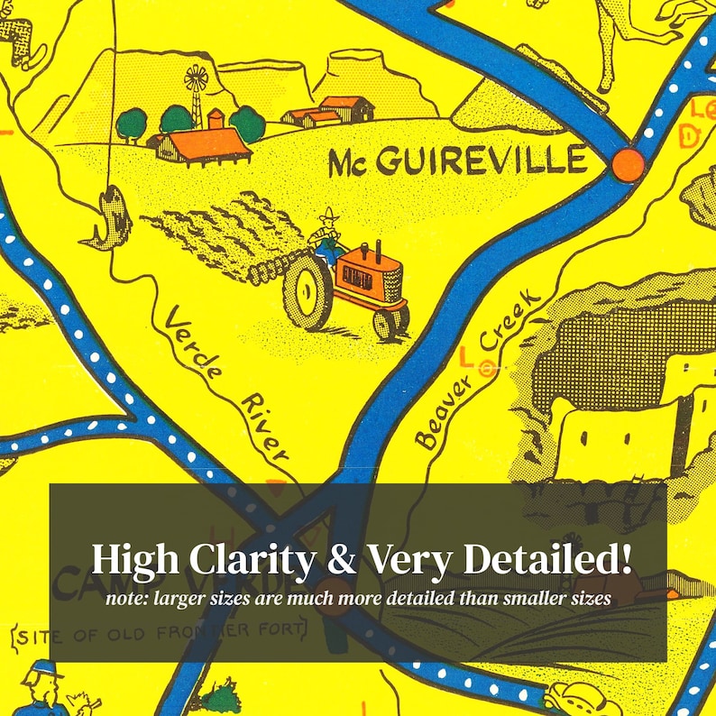 Verde Valley Map 1950 Old Map of Verde Valley Arizona Art - Etsy Israel