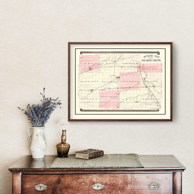 Paulding County Map 1892, Vintage Paulding County Map, Old Paulding ...