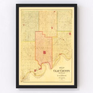 Clay County Map 1887, Vintage Clay County Map, Old Clay County Missouri ...