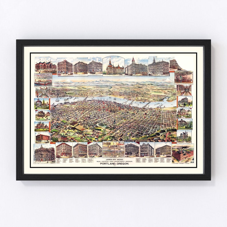 Portland Map 1890 Old Map of Portland Oregon Art Vintage - Etsy