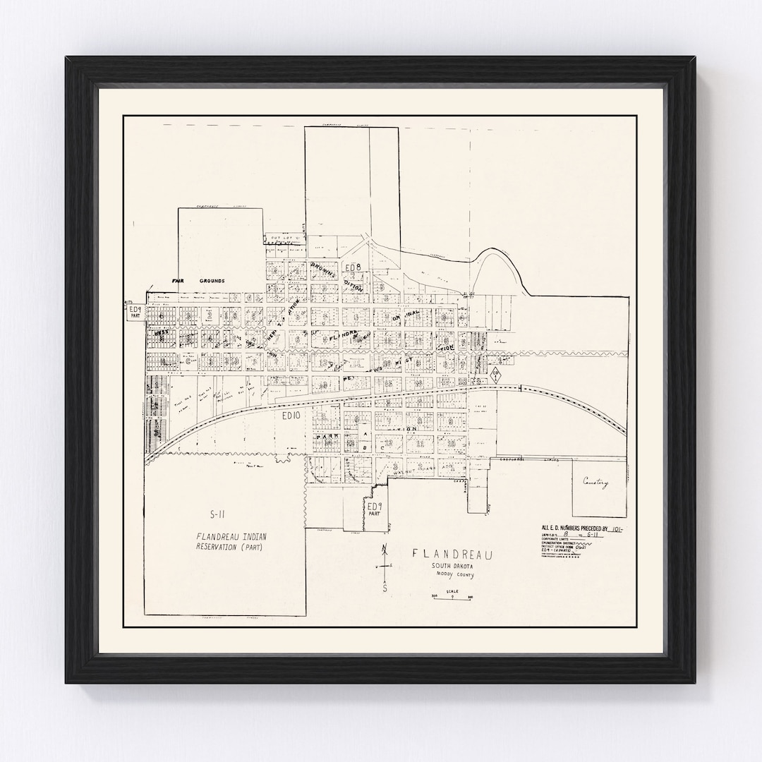 Flandreau Map 1970 Old Map of Flandreau South Dakota Art Vintage Print ...