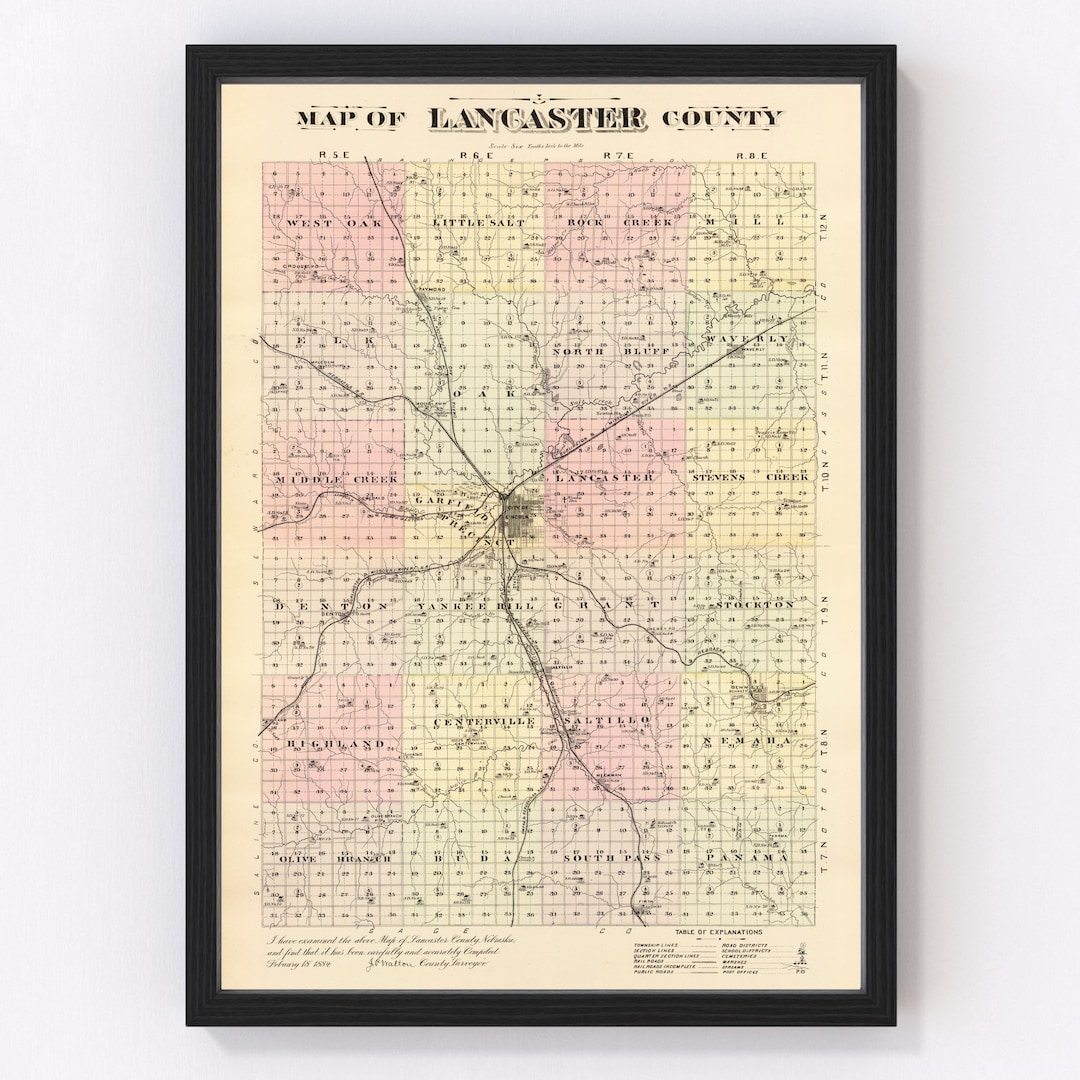 Lancaster County Map 1885, Vintage Lancaster County Map, Old Lancaster ...
