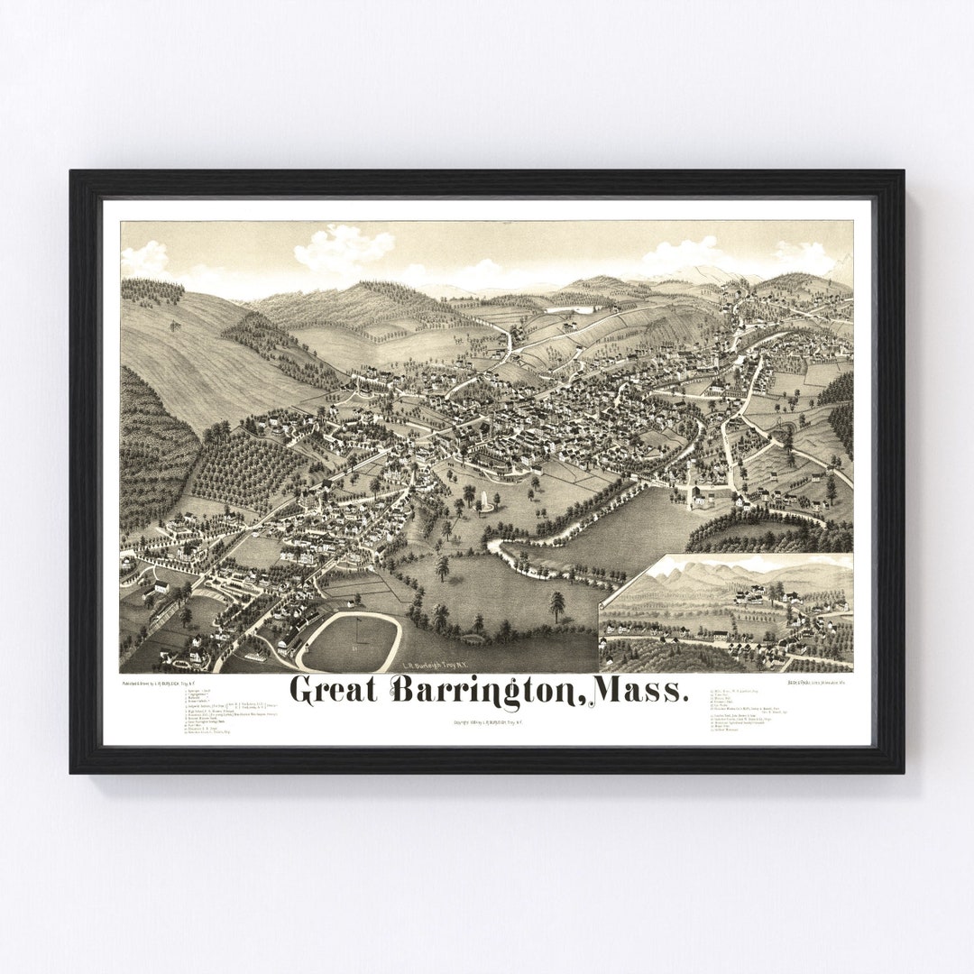 Great Barrington Map 1884, Vintage Great Barrington Map, Old Great ...