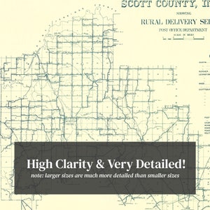 Scott County IN Map 1910 Old Map of Indiana Art Vintage Print Framed ...