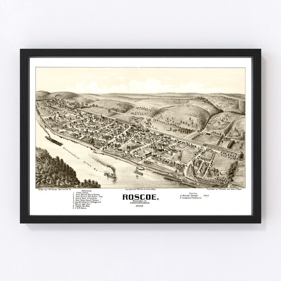 Roscoe Map 1902 Old Map of Roscoe Pennsylvania Art Vintage - Etsy UK