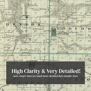 Wayne County IA Map 1875 Old Map of Corydon Iowa Art Vintage Print ...
