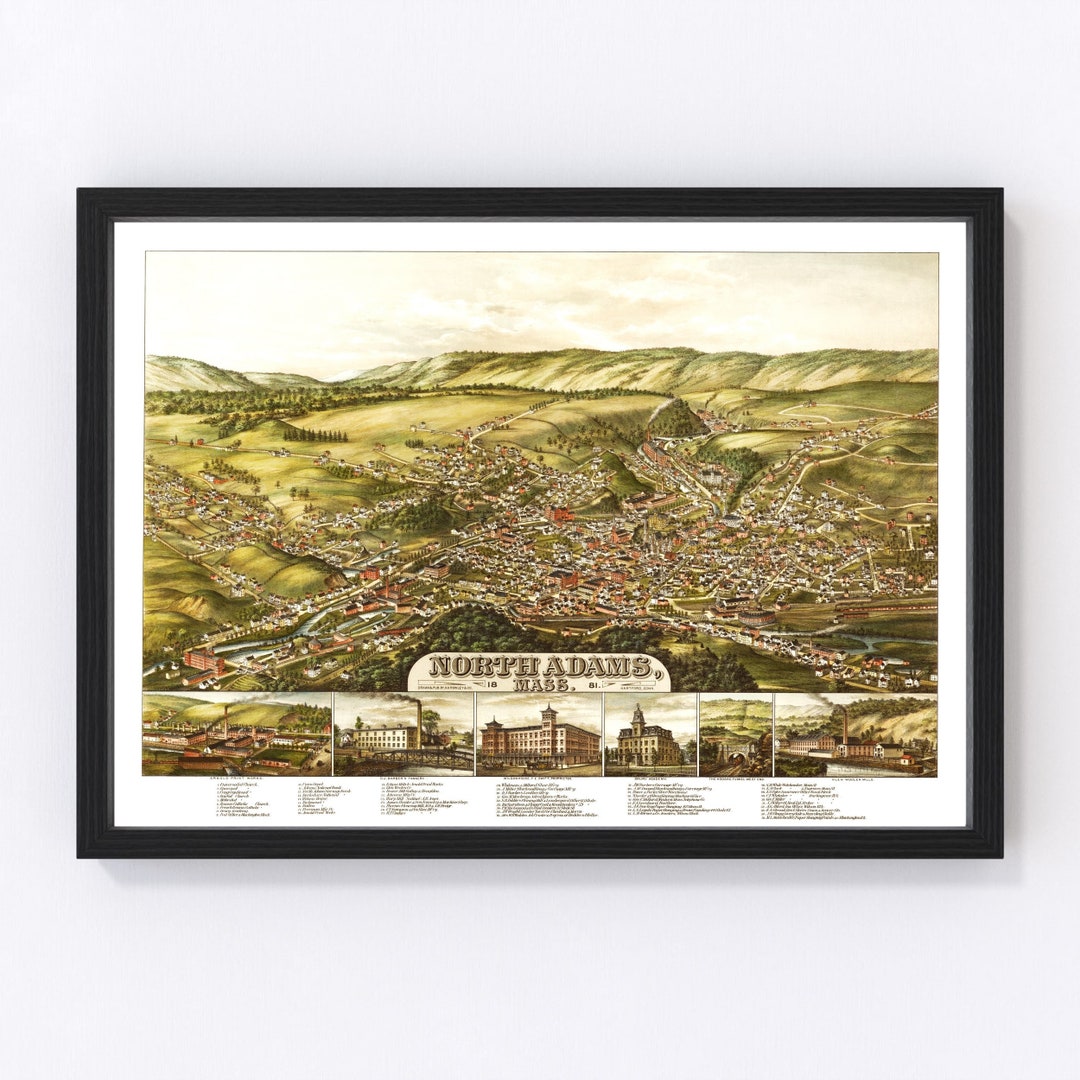 North Adams Map 1881 - Old Map of North Adams Massachusetts Art Vintage ...