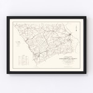 Chesterfield County SC Map 1938 Old Map of South Carolina Art Vintage ...