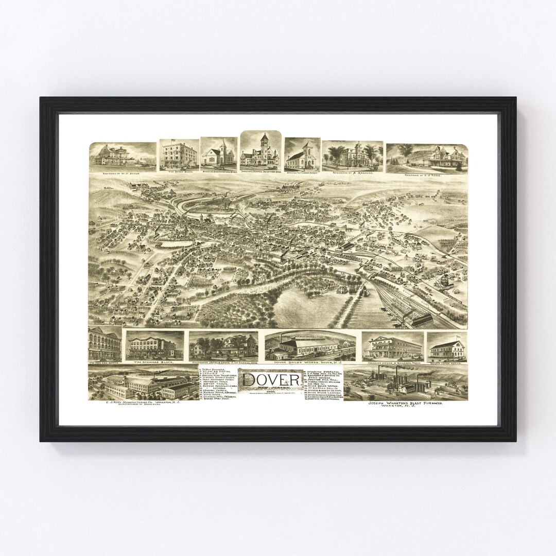Dover Map 1903, Vintage Dover Map, Old Dover New Jersey Art, Wall Art ...