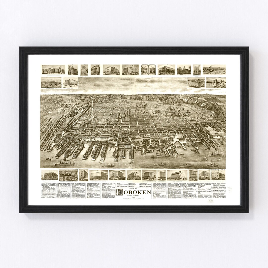 Hoboken Map 1903 - Old Map of Hoboken New Jersey Art Vintage Print ...