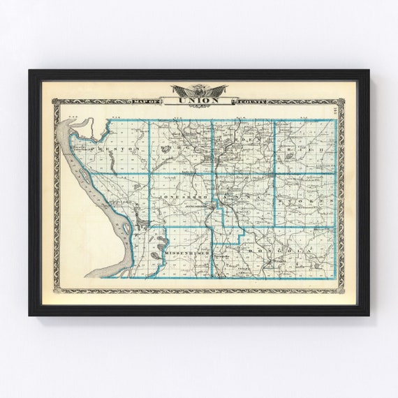 Union County IL Map 1876 Old Map of Jonesboro Illinois Art - Etsy UK