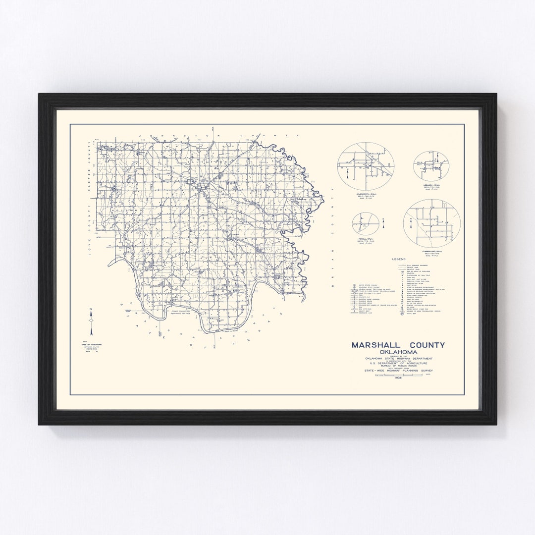Marshall County Map 1936, Vintage Marshall County Map, Old Marshall ...