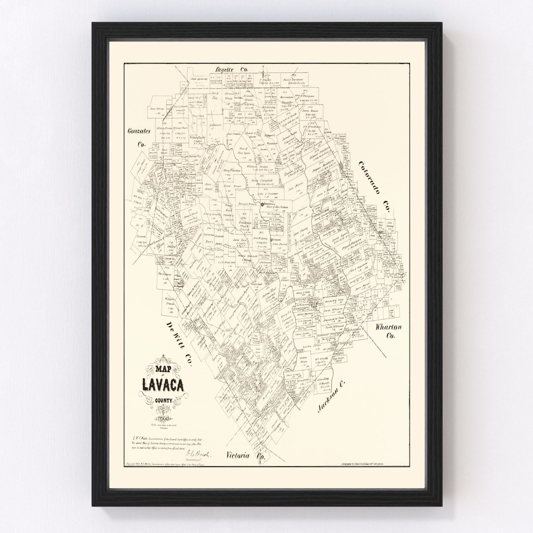 Lavaca County Map 1879, Vintage Lavaca County Map, Old Lavaca County ...