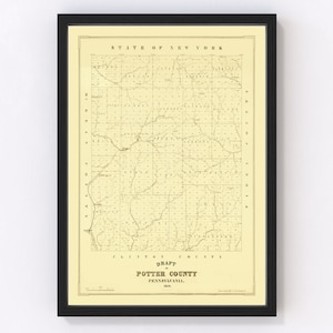 Potter County PA Map 1856 Old Map of Amarillo Pennsylvania Art Vintage ...