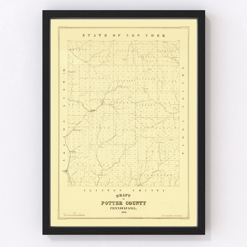 Potter County PA Map 1856 Old Map of Amarillo Pennsylvania - Etsy