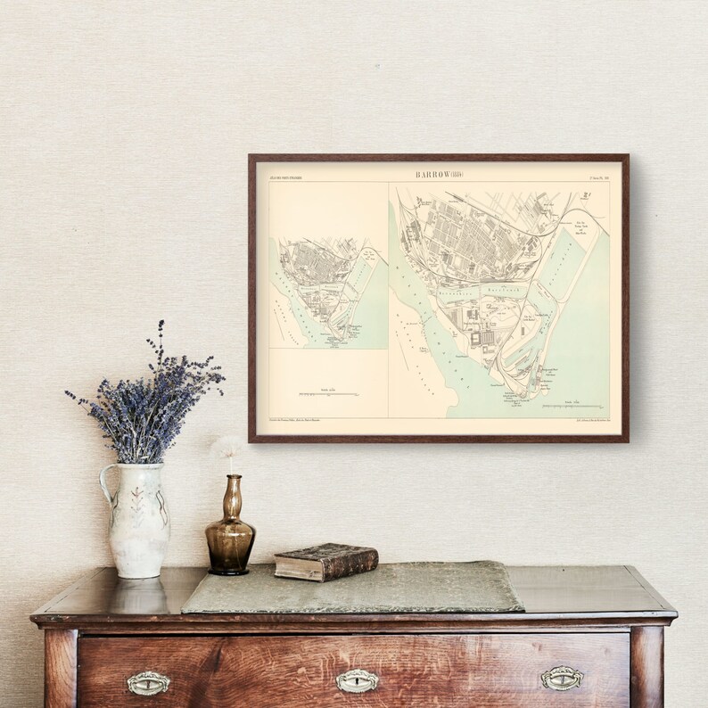 Barrow Map 1884, Vintage Barrow Map, Old Barrow Art, Wall Art Gift for ...