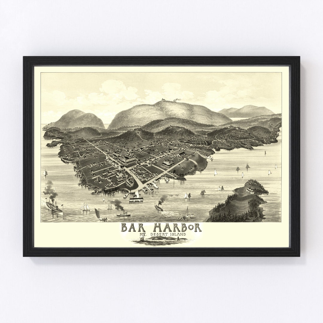 Bar Harbor Map 1886 - Old Map of Bar Harbor Maine Art Vintage Print ...