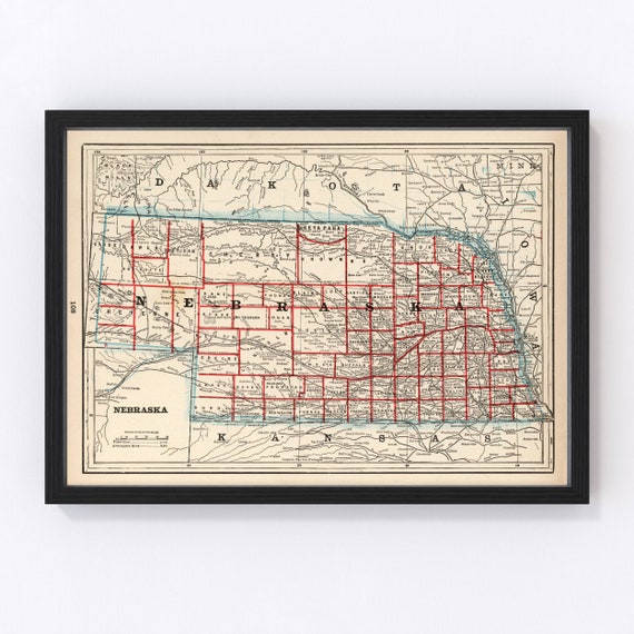 Nebraska Map 1893 Old Map of Nebraska Art Vintage Print - Etsy