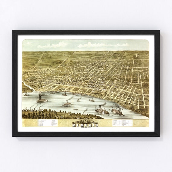 Memphis Map 1870 Old Map of Memphis Tennessee Art Vintage - Etsy