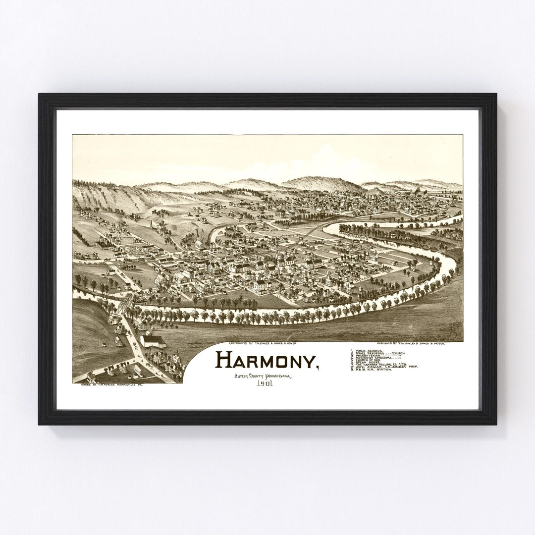 Harmony Map 1901 Old Map of Harmony Pennsylvania Art Vintage Print ...