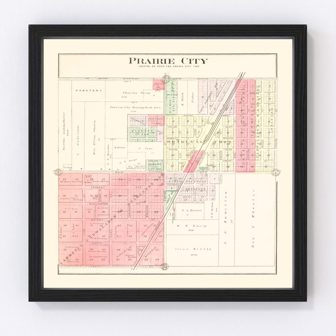 Prairie City Map 1893, Vintage Prairie City Map, Old Prairie City ...