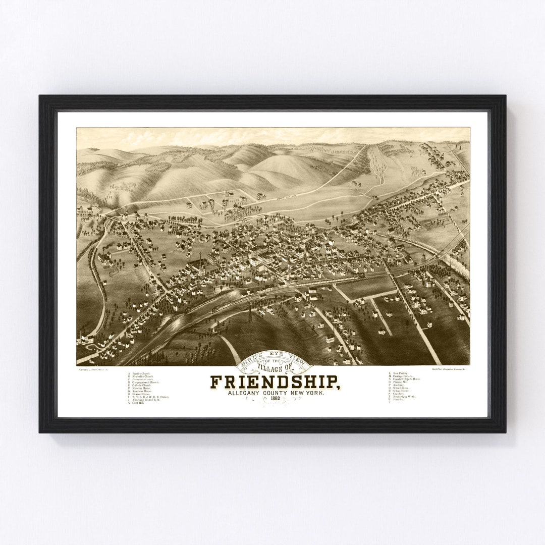 Friendship Map 1882 Old Map of Friendship New York Art Vintage Print ...