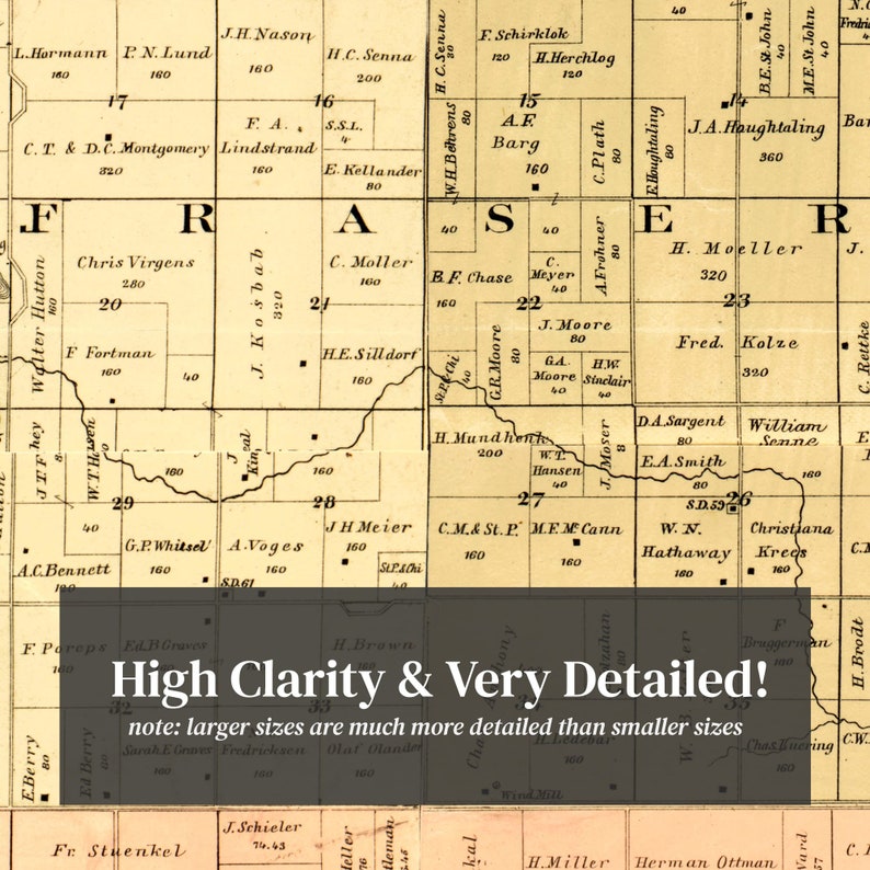 Martin County Map 1887, Vintage Martin County Map, Old Martin County ...