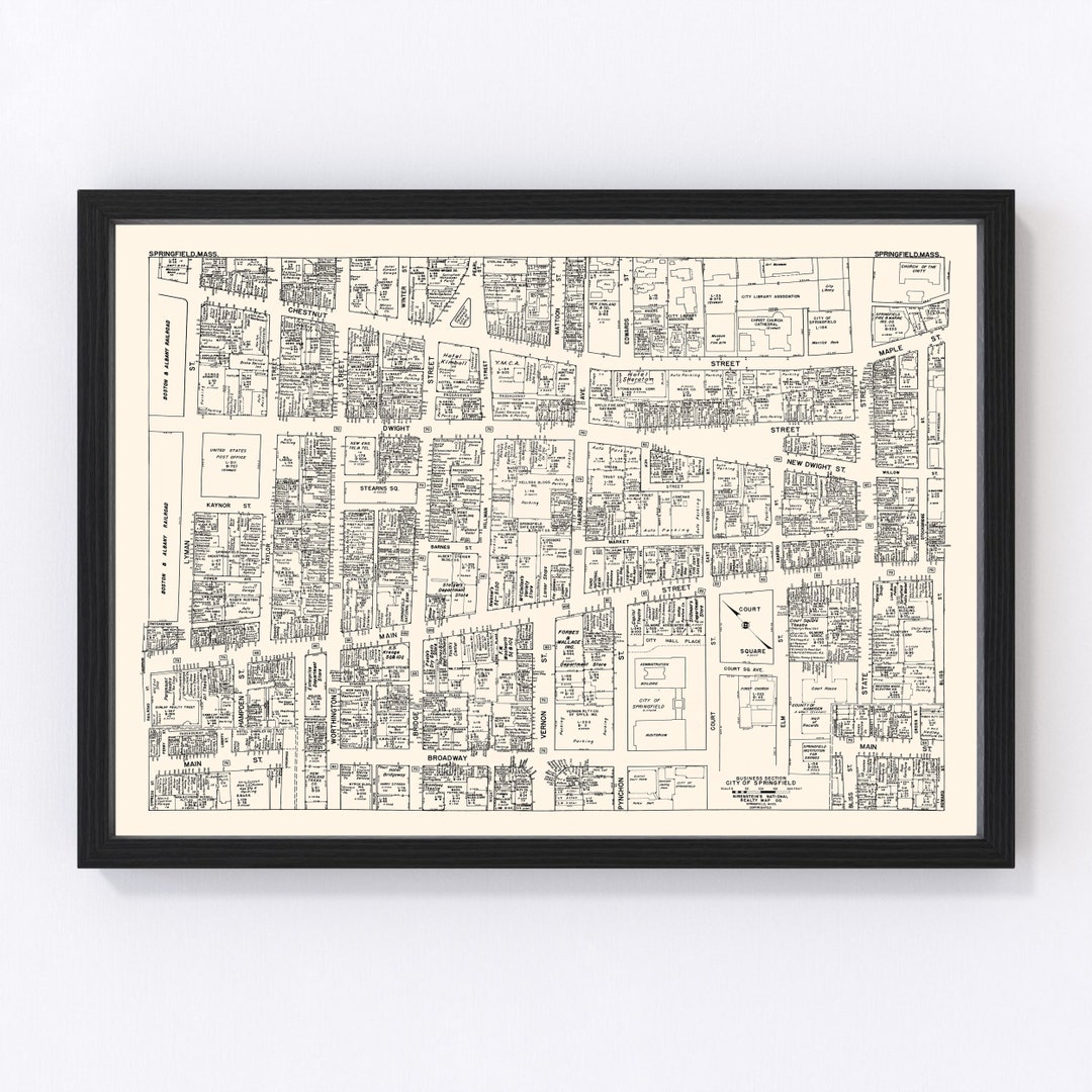 Springfield Map 1946, Vintage Springfield Map, Old Springfield ...