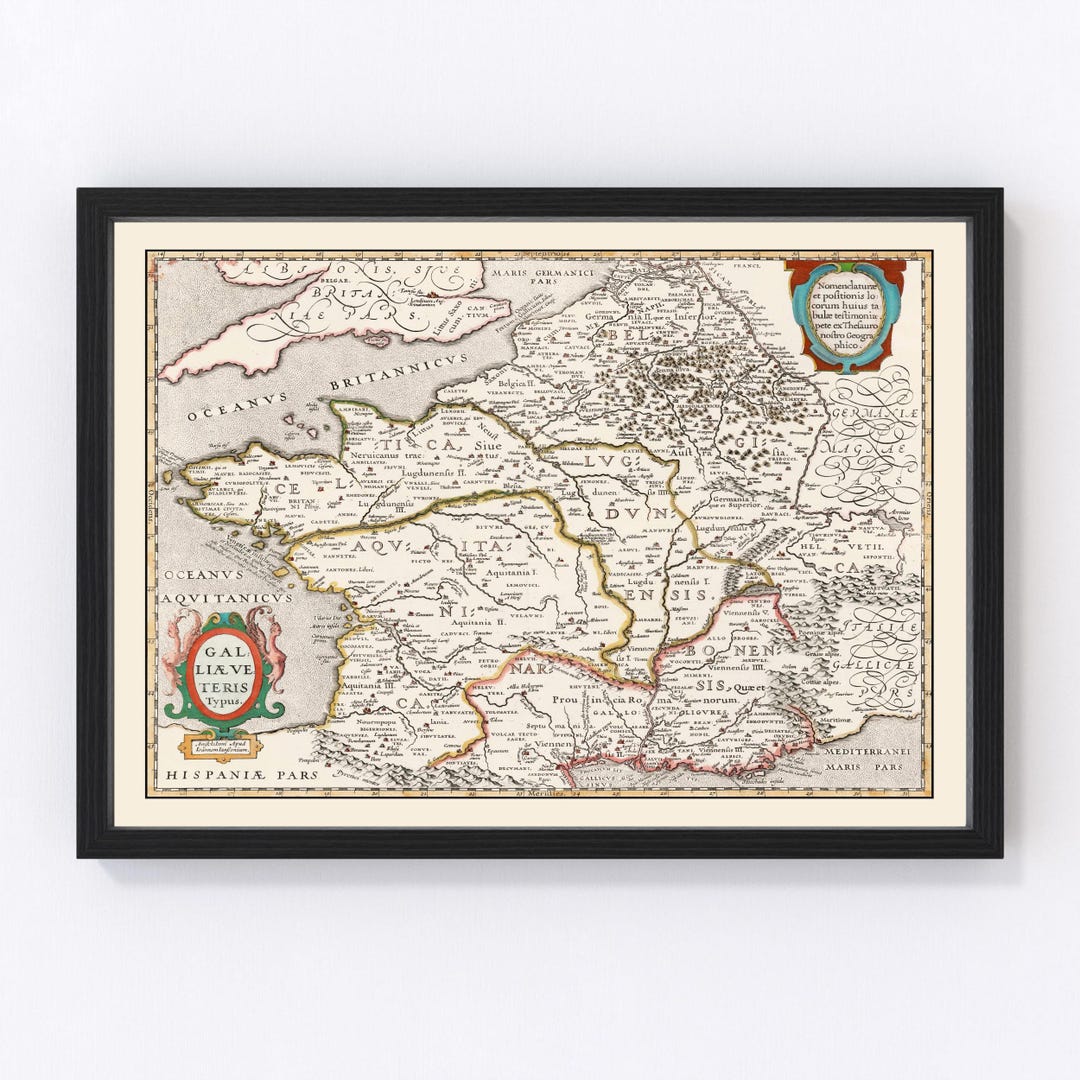 Ancient Gaul Map 1662, Vintage Ancient Gaul Map, Old Ancient Gaul Art ...