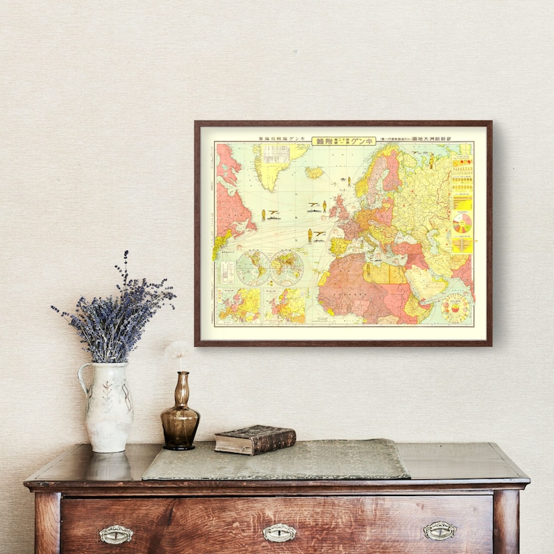 Asia Map 1935, Vintage Asia Map, Old Asia Art, Wall Art Gift for Asia ...